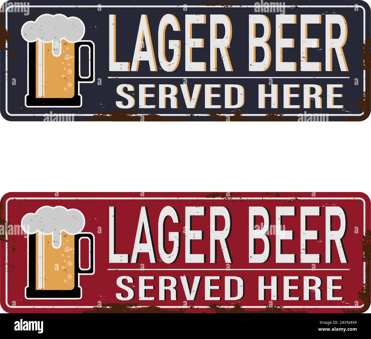 Lager Beer Served Here vintage rusty metal sign on a white background ...