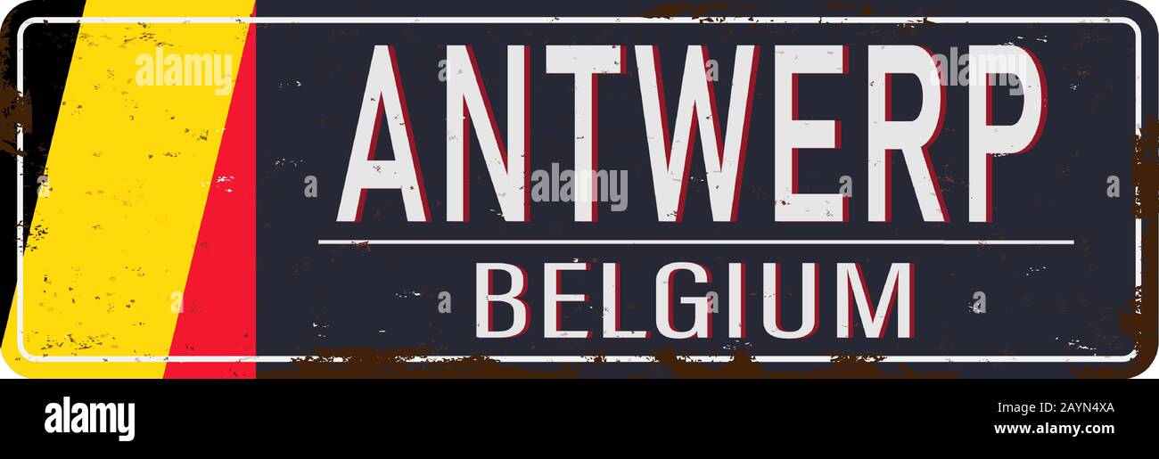 Antwerp, Belgium, road sign vector illustration, road table Stock ...