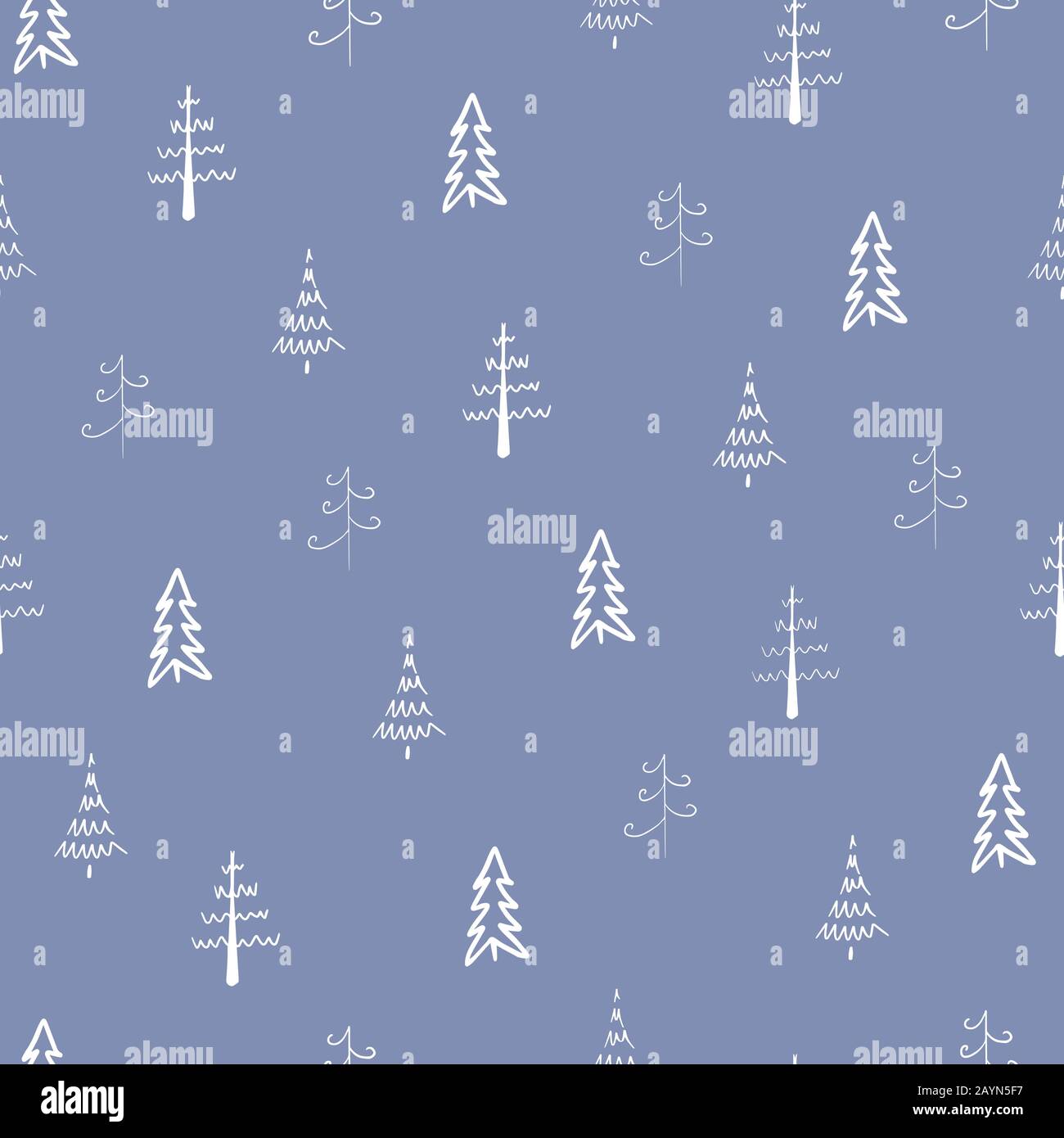 Christmas tree vector seamless, repeat pattern. White trees on blue ...