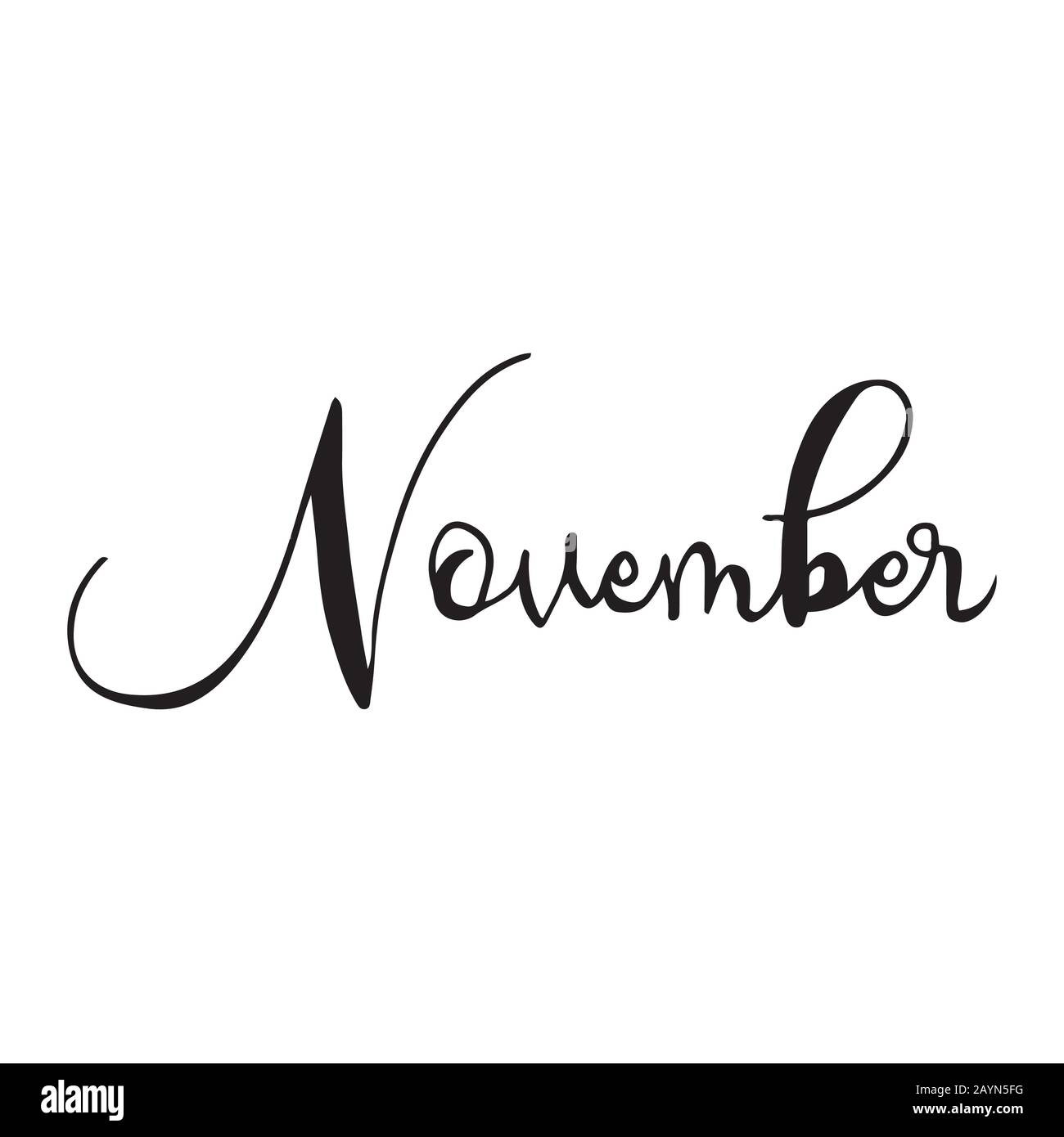 Hand drawn calligraphy lettering month November. Handwritten phrase for ...