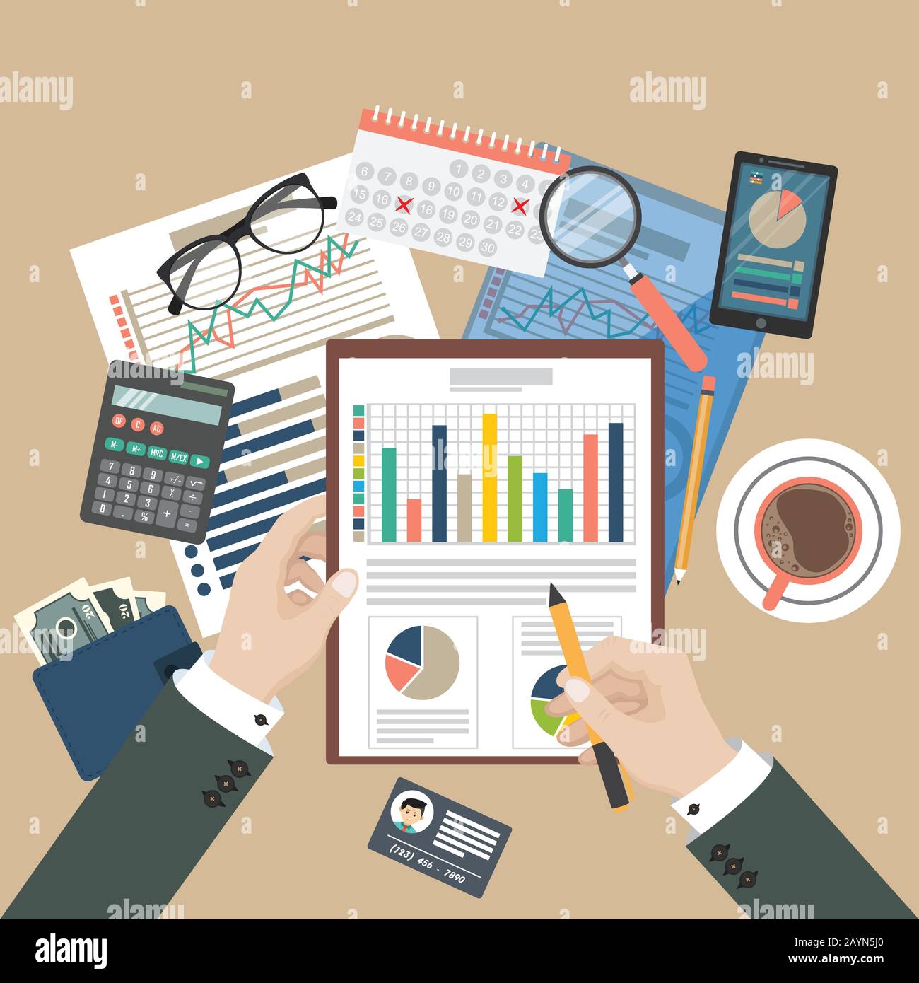 Flat design of auditing, analysis, data, accounting, planning ...