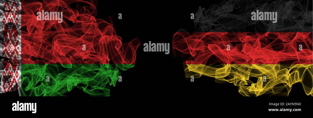 Flags of Belarus and Germany on Black background, Belarus vs Germany ...