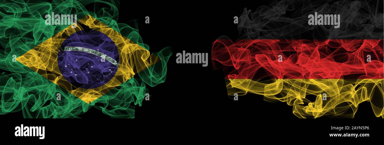 Flags of Brazil and Germany on Black background, Brazil vs Germany ...