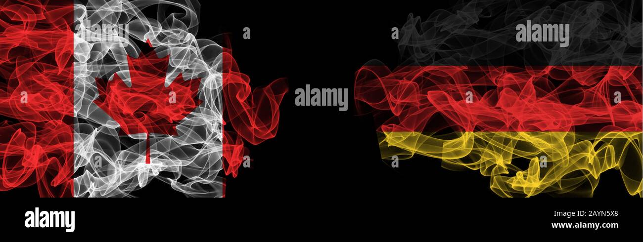 Flags of Canada and Germany on Black background, Canada vs Germany ...