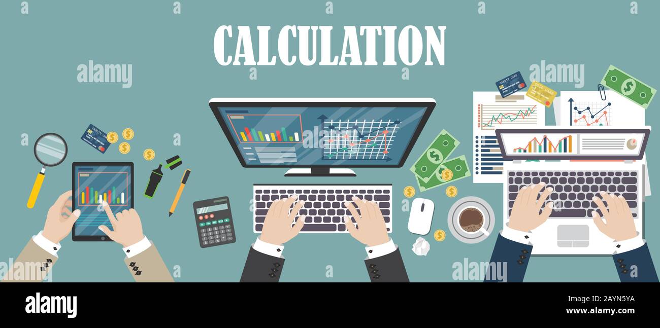 Flat design of auditing, analysis, data, accounting, planning ...