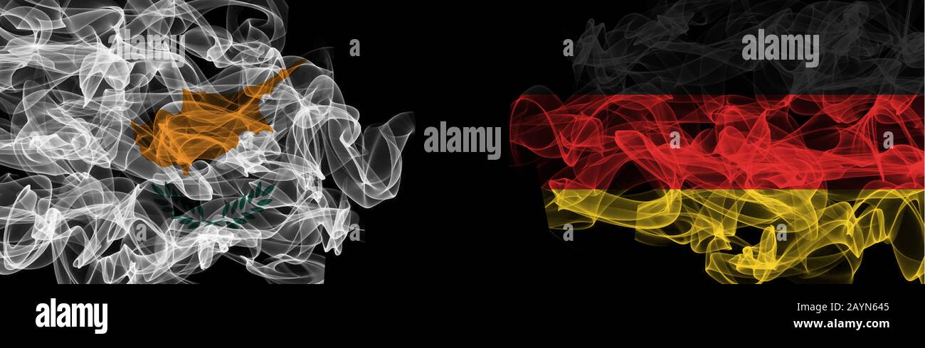 Flags of Cyprus and Germany on Black background, Cyprus vs Germany ...