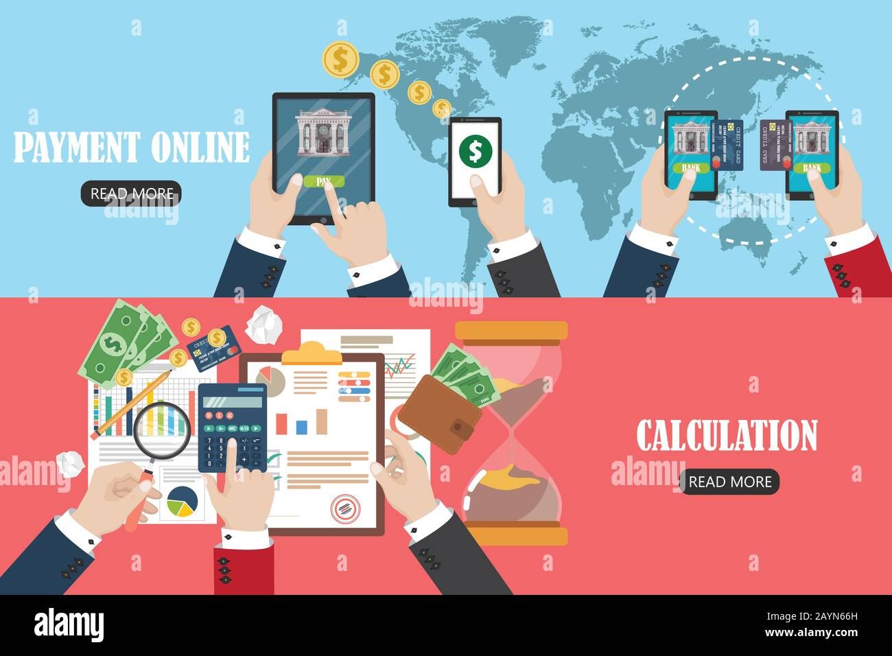 Flat design of auditing, analysis, data, accounting, planning ...