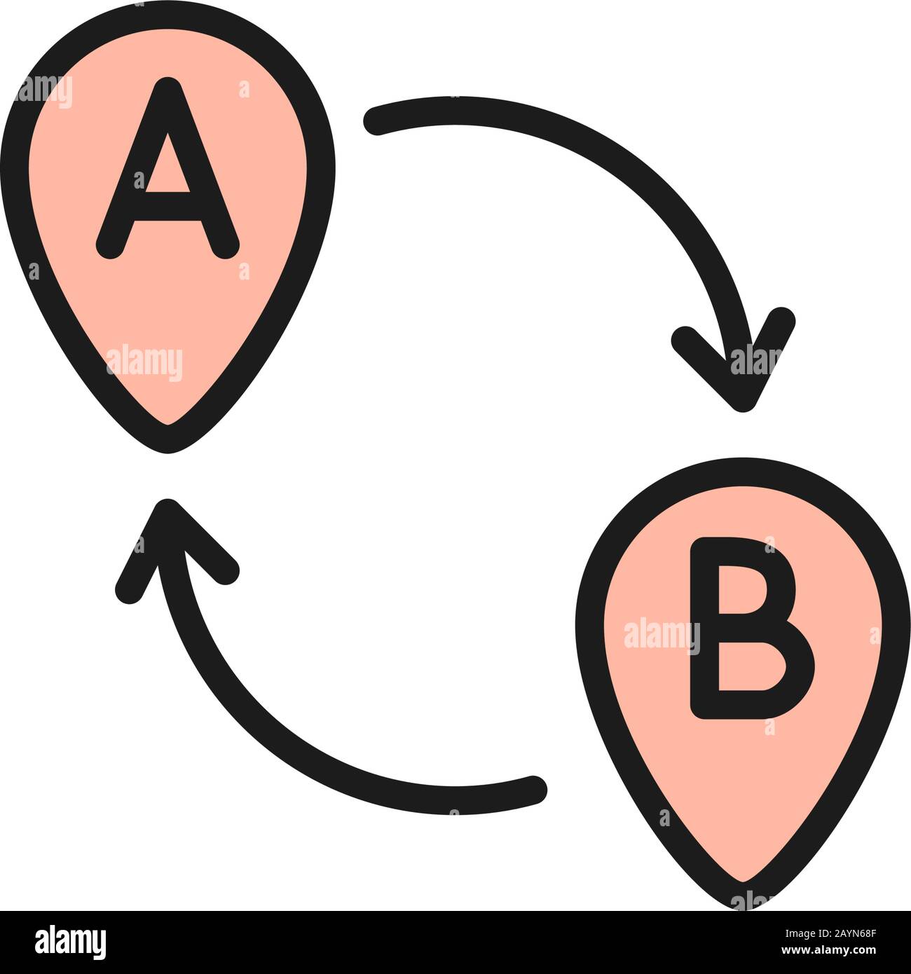 Destination sign, endpoint, moving to different locations flat color ...