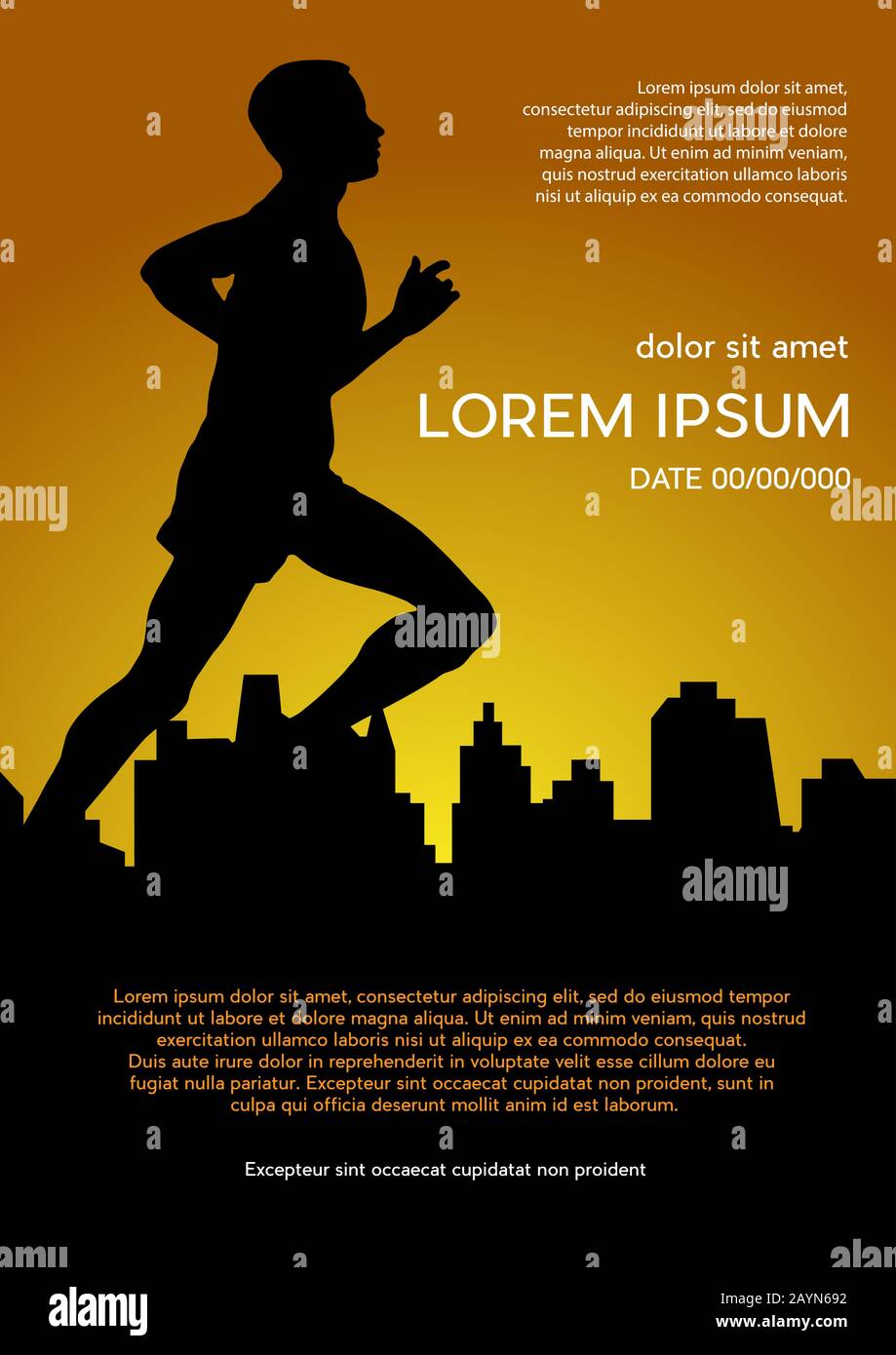 runner in the city on sunset, Vector poster background Stock Vector ...