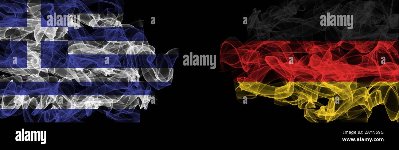 Flags of Greece and Germany on Black background, Greece vs Germany ...