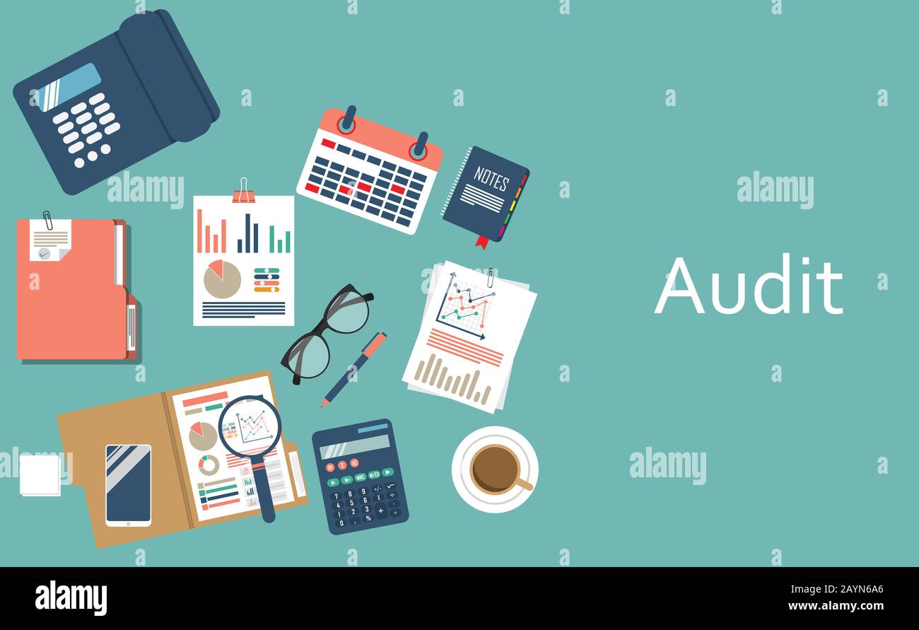 Flat design of auditing, analysis, data, accounting, planning ...