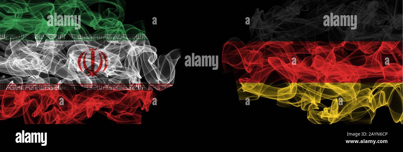 Flags of Iran and Germany on Black background, Iran vs Germany Smoke ...