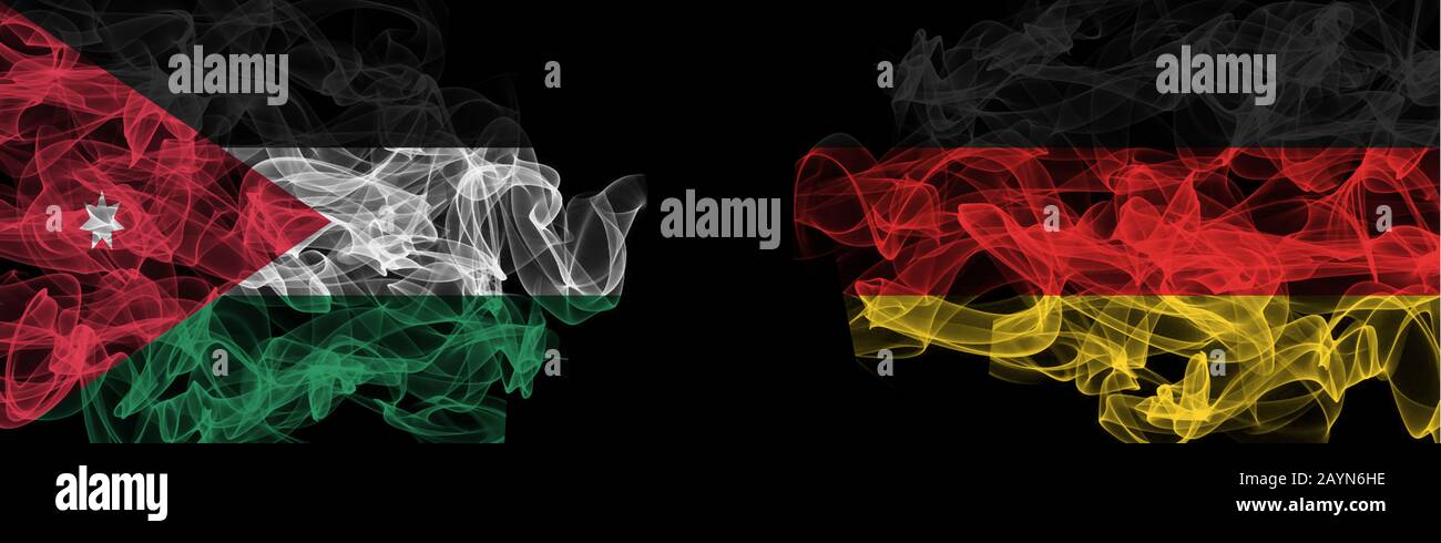 Flags of Jordan and Germany on Black background, Jordan vs Germany ...