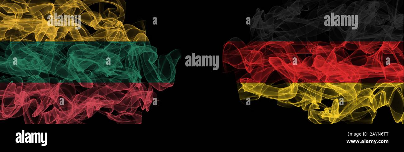 Flags of Lithuania and Germany on Black background, Lithuania vs ...