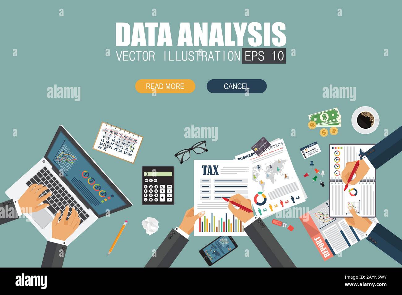 Flat design of auditing, analysis, data, accounting, planning ...