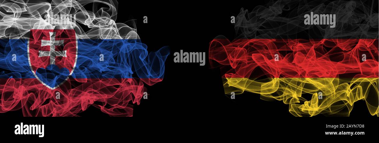 Flags of Slovakia and Germany on Black background, Slovakia vs Germany ...