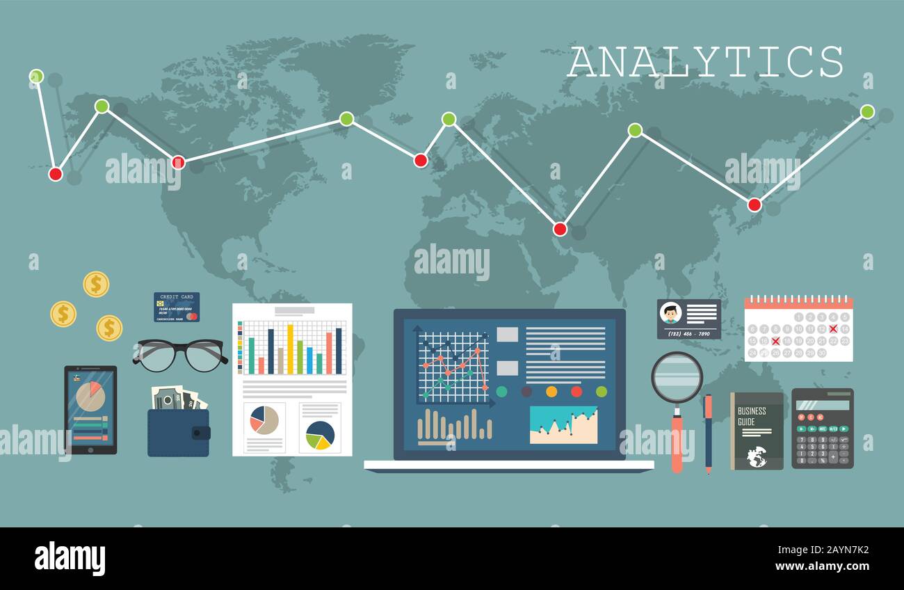 Flat design of auditing, analysis, data, accounting, planning ...