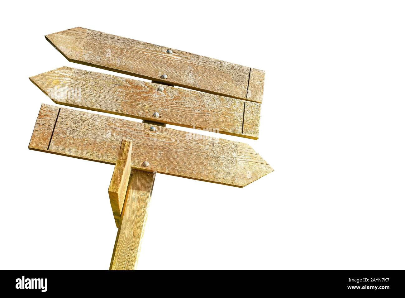 Wooden direction blank sign post, isolated on white background Stock ...