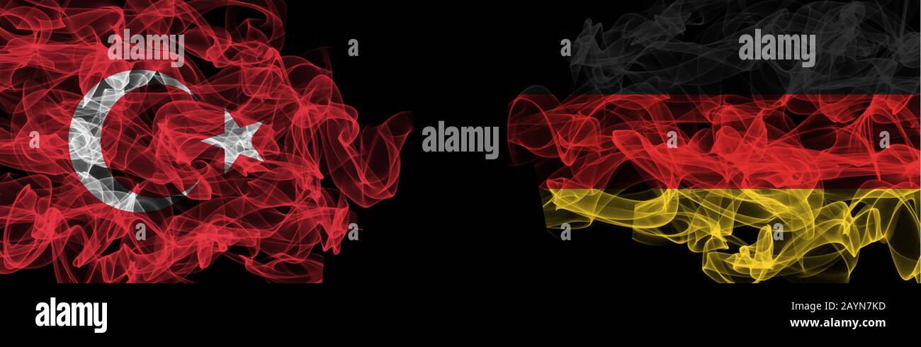 Flags of Turkey and Germany on Black background, Turkey vs Germany ...