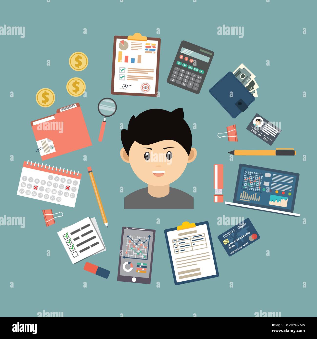 Flat design of auditing, analysis, data, accounting, planning ...