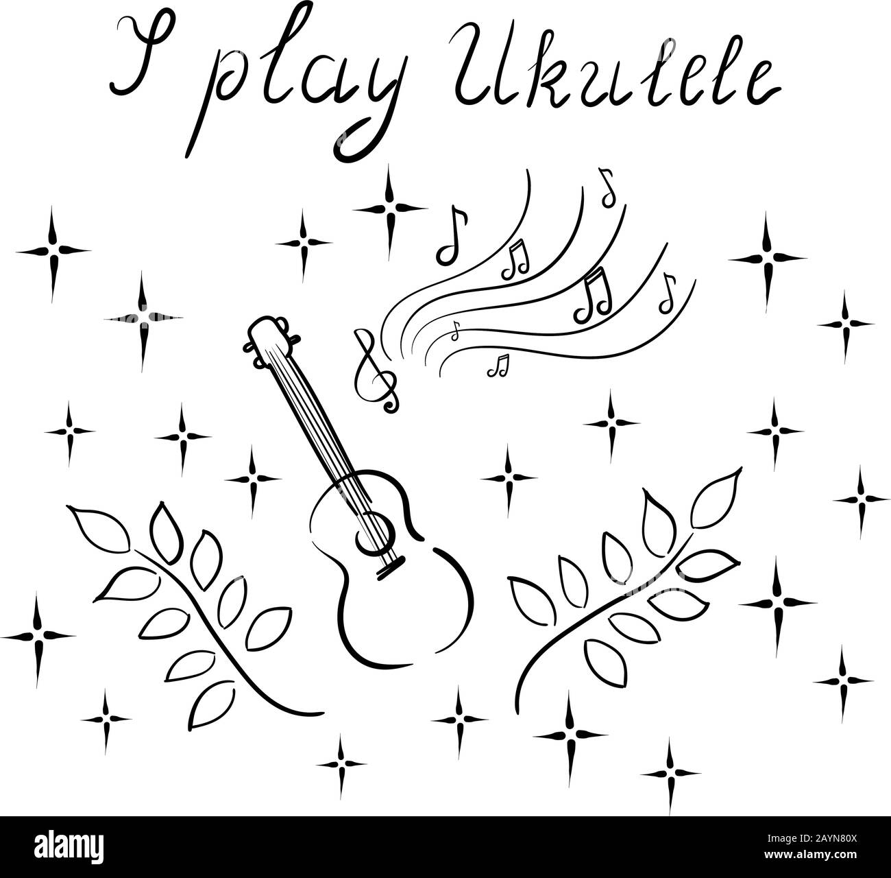 I play ukulele - lettering, music, playing a musical instrument ...