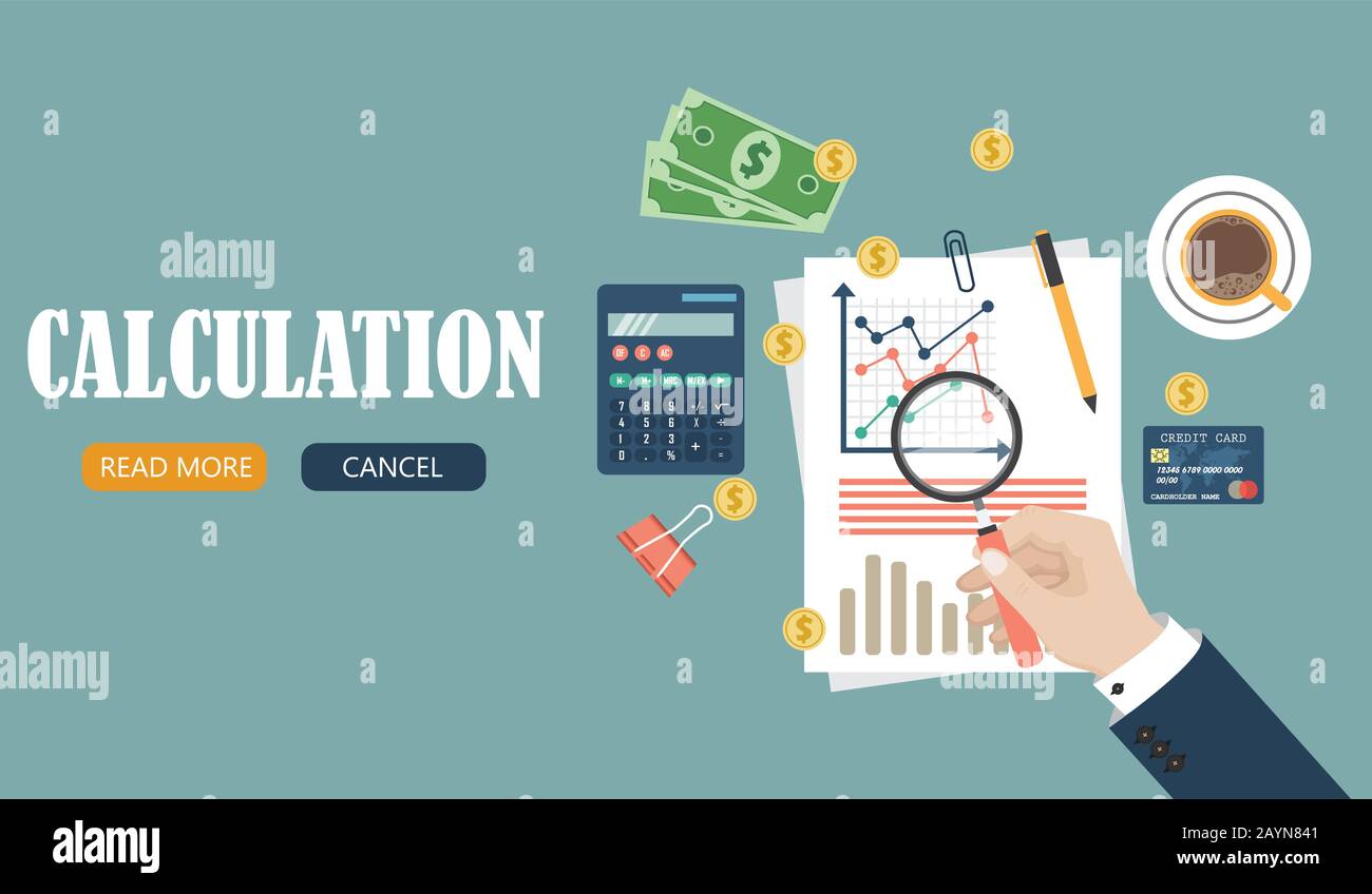 Flat design of auditing, analysis, data, accounting, planning ...