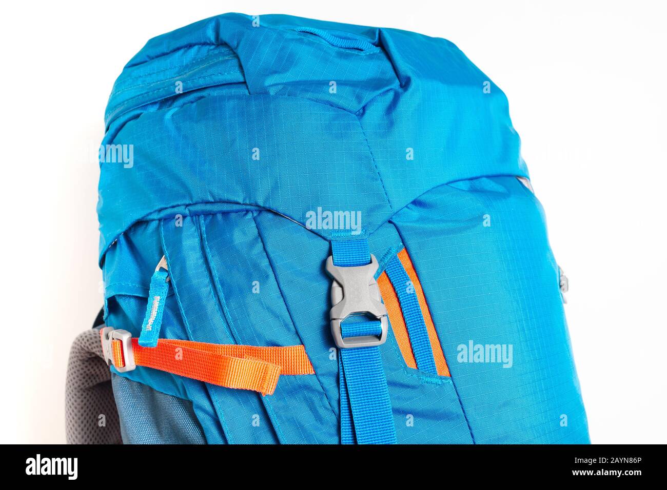 Modern hiking backpack isolated on white. Trekking gear and equipment ...