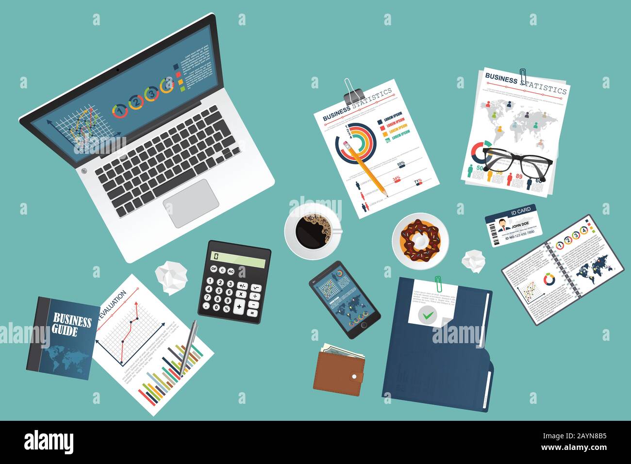 Flat design of auditing, analysis, data, accounting, planning ...