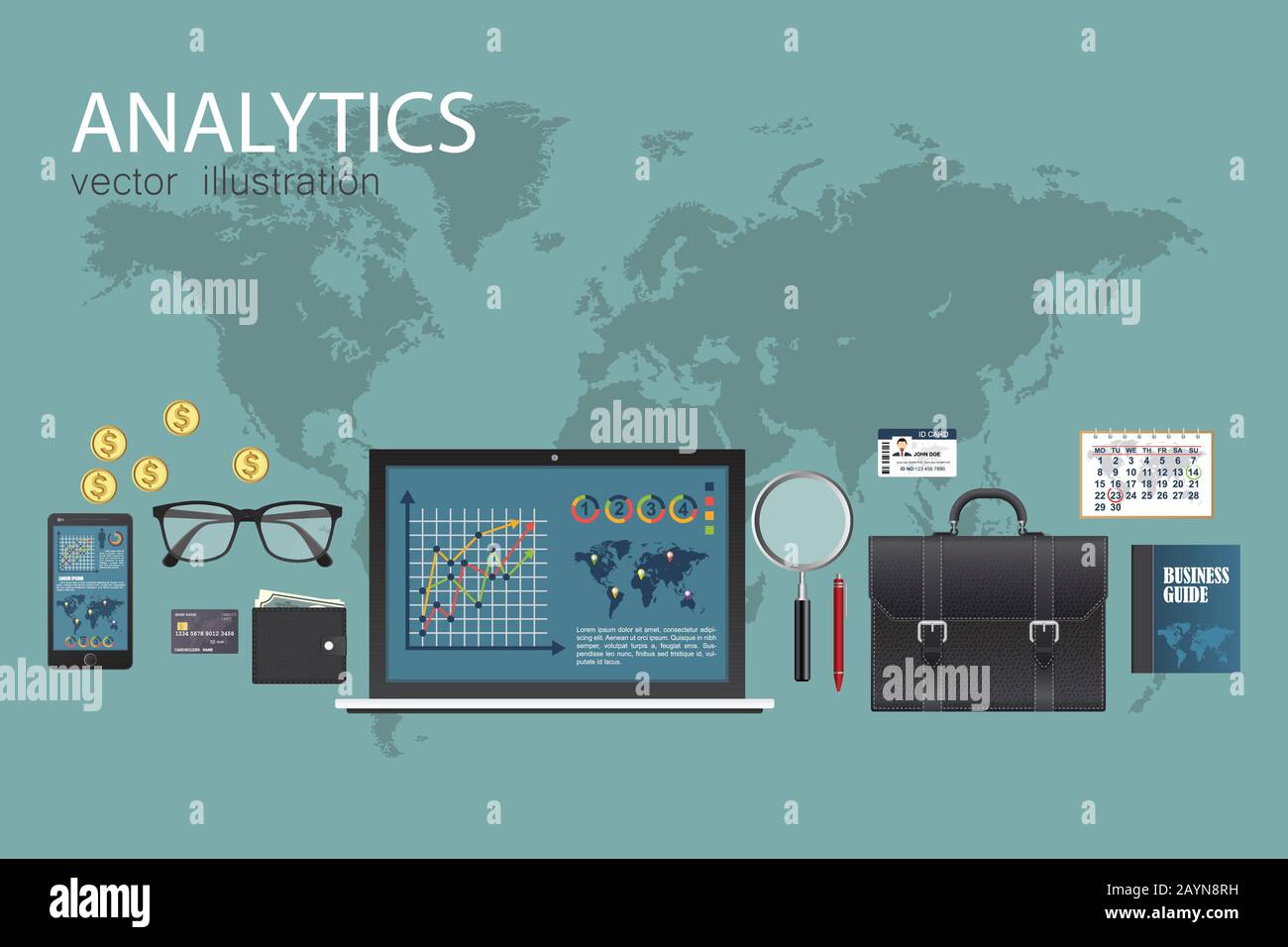 Flat design of auditing, analysis, data, accounting, planning ...