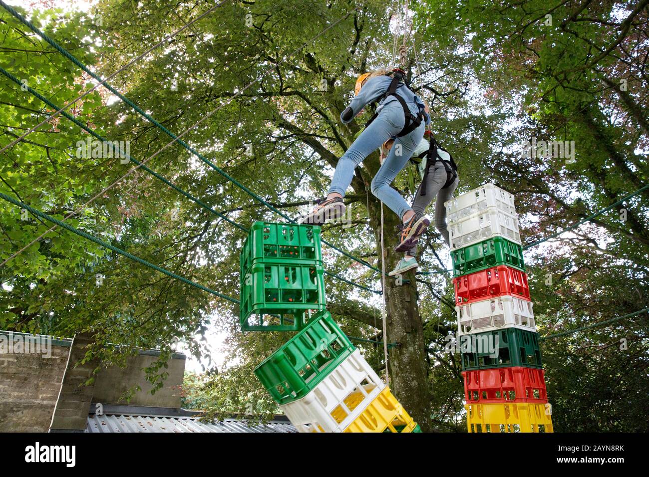 Teenagers on outdoor pursuit course Stock Photo - Alamy