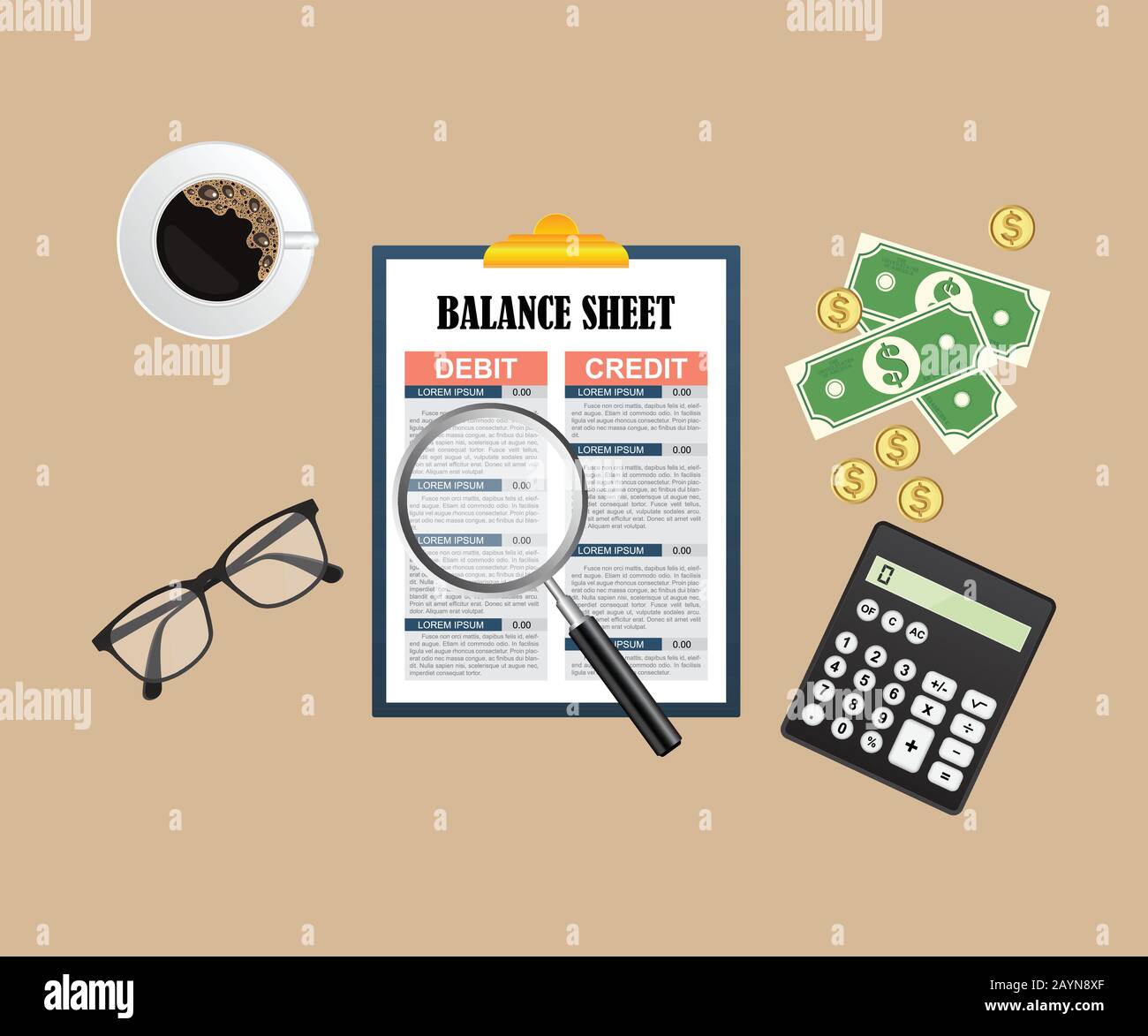 Flat design of auditing, analysis, data, accounting, planning ...