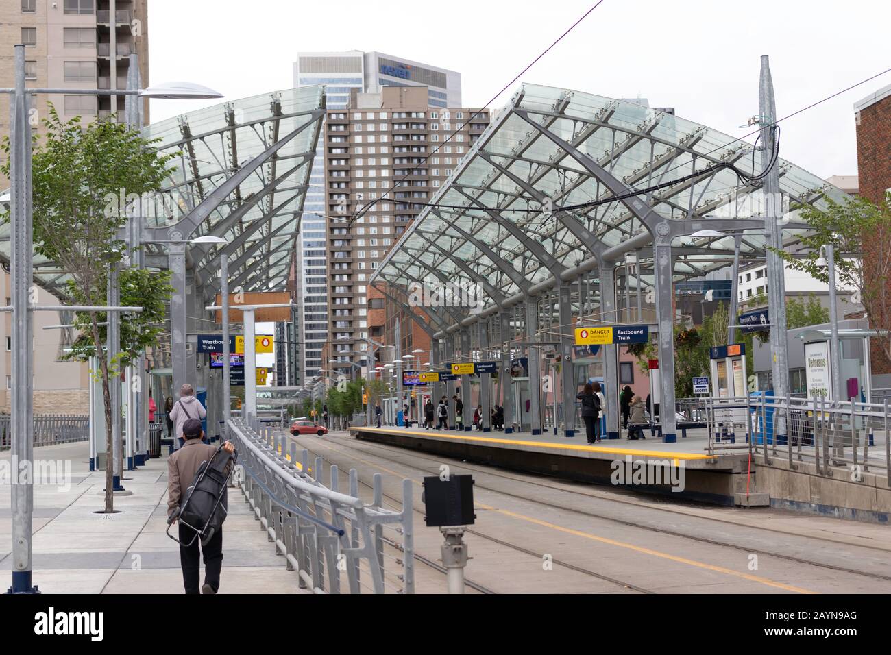 June 16 2018 - Calgary Alberta, Canada - A Calgart Transit LRT Station ...