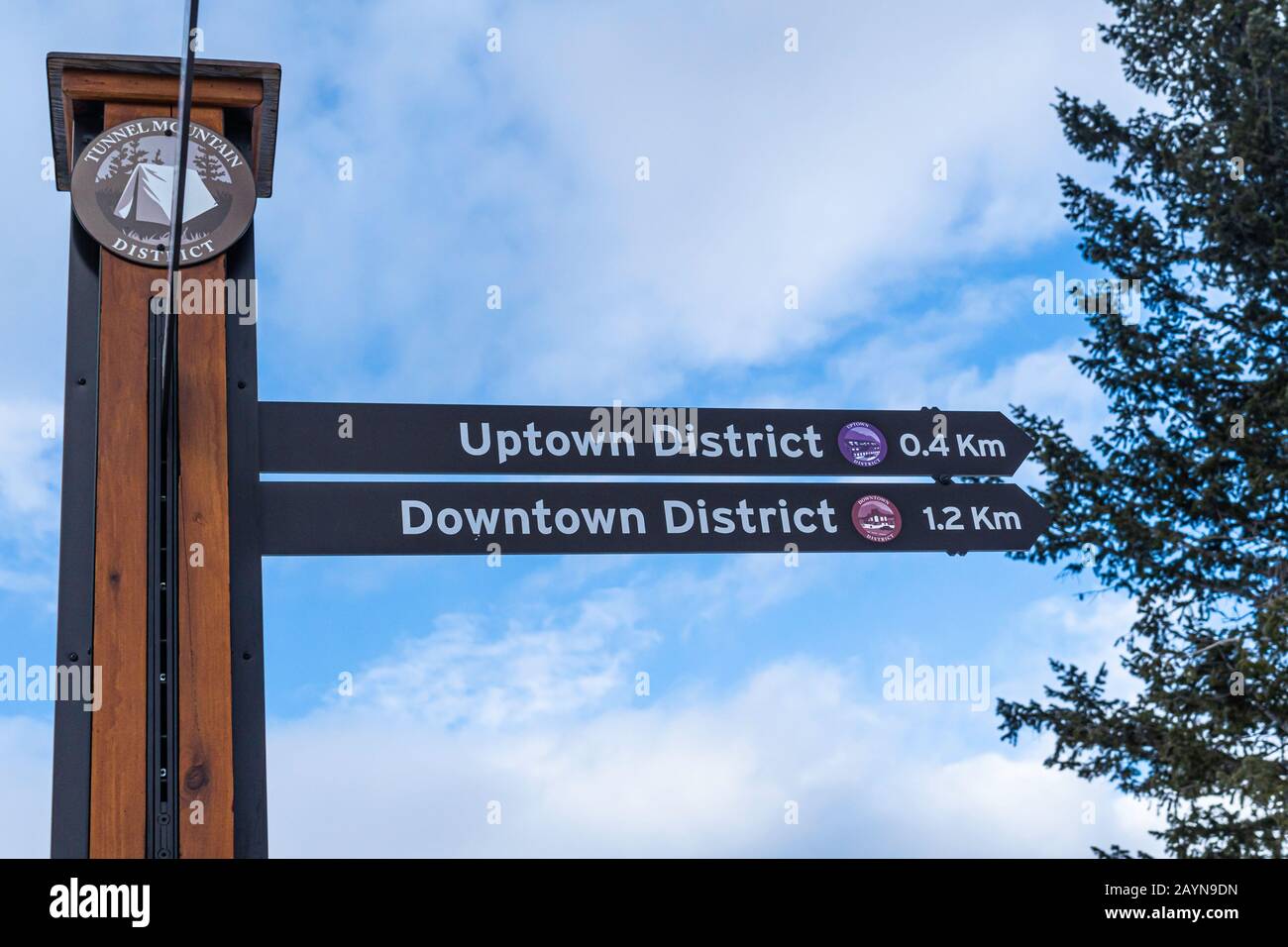 January 26 2020 - Banff Alberta, Canada - City direction signs Stock ...