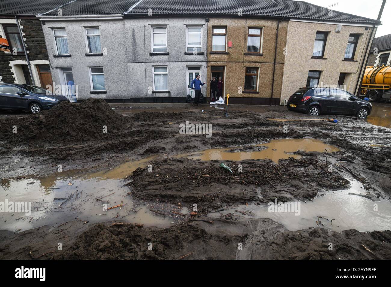 After flooding in wales as storm dennis hit the uk hi-res stock ...
