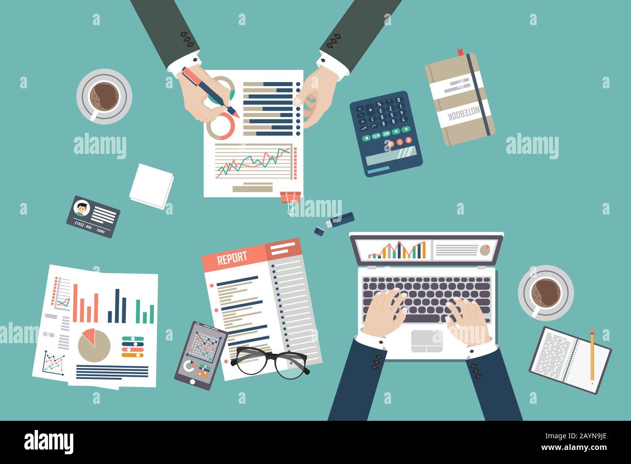 Flat design of auditing, analysis, data, accounting, planning ...