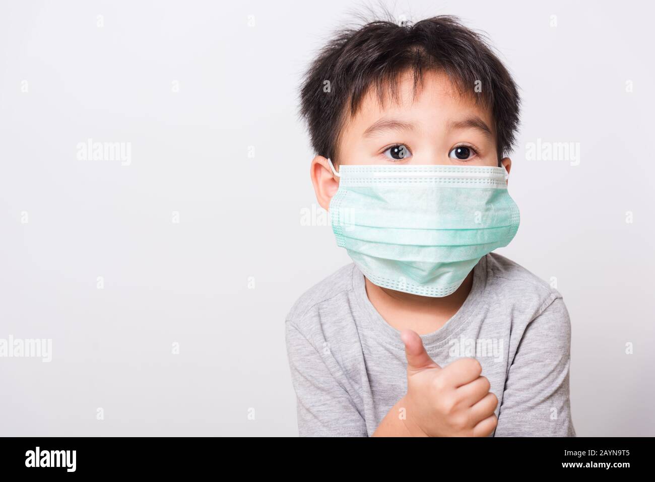 Closeup Asian face, Little children boy sick he using medicine ...