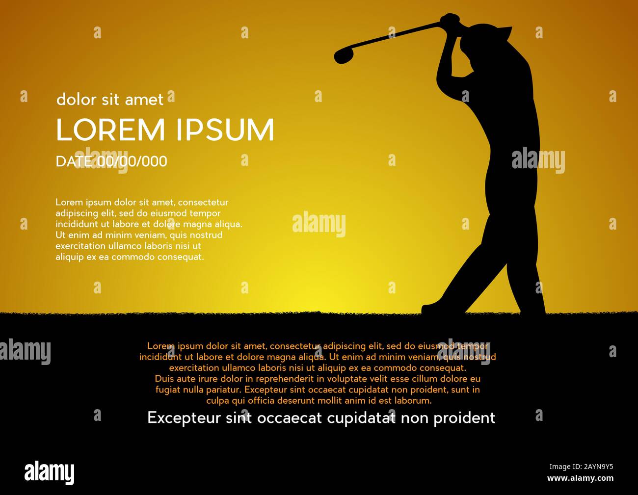 Golf club competition tournament, sunset background. Vector poster with ...