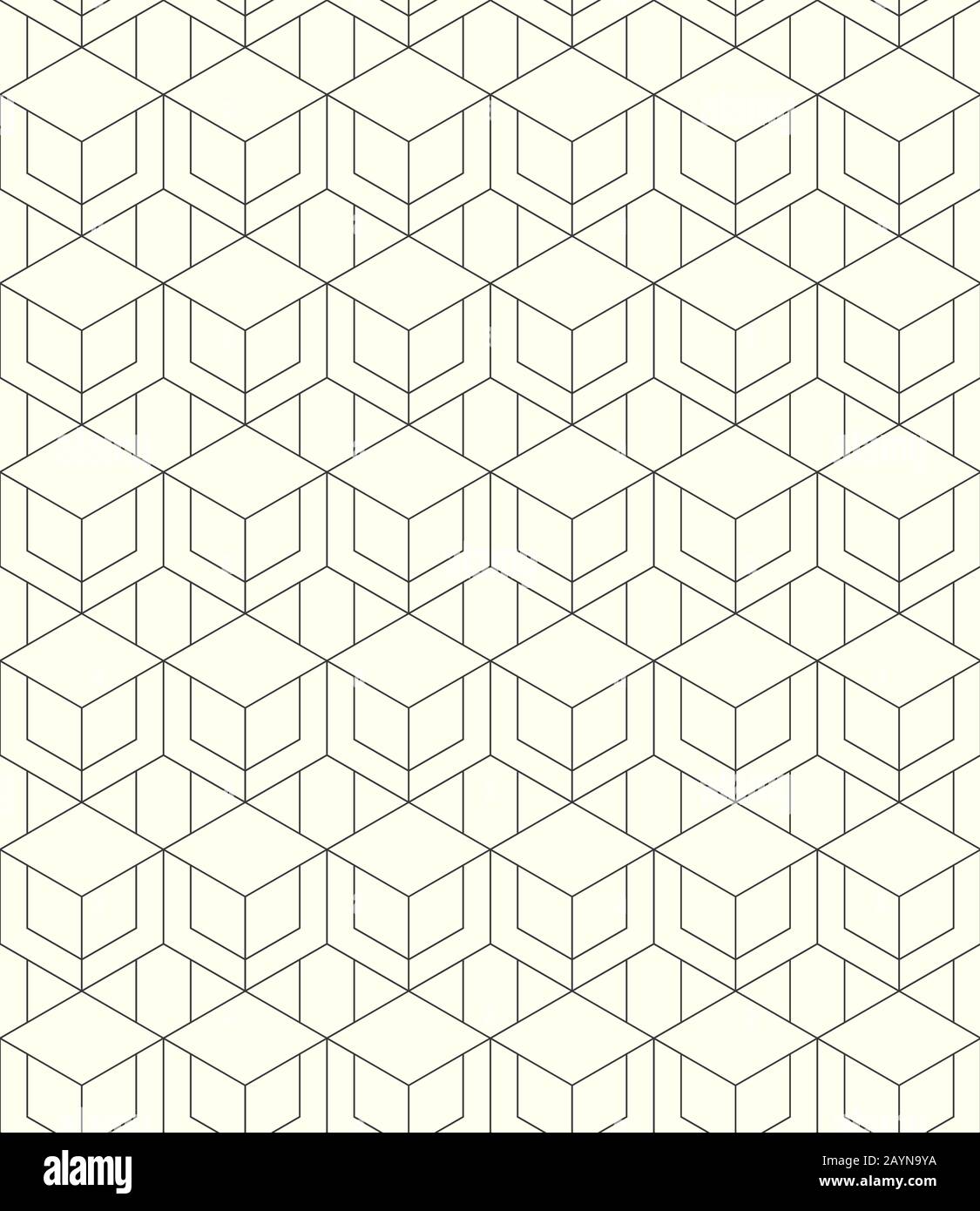 Seamless geometric hexagonal pattern on light yellow background. Repeat ...