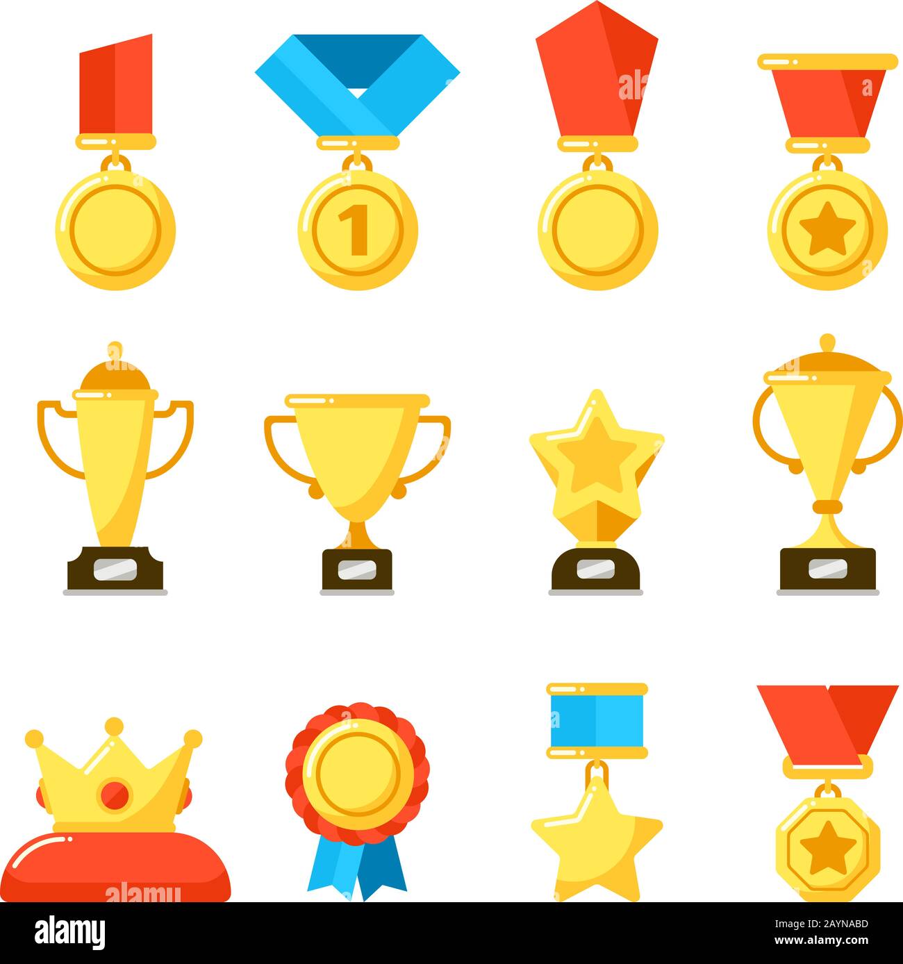 Sport trophy award, gold championship goblet and awarding reward cup ...