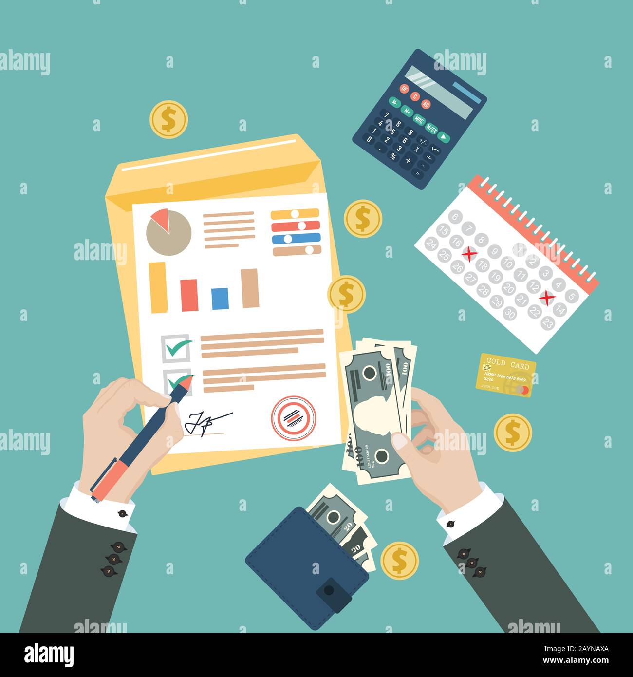 Auditing concept. Realistic design of accounting, research, calculating ...