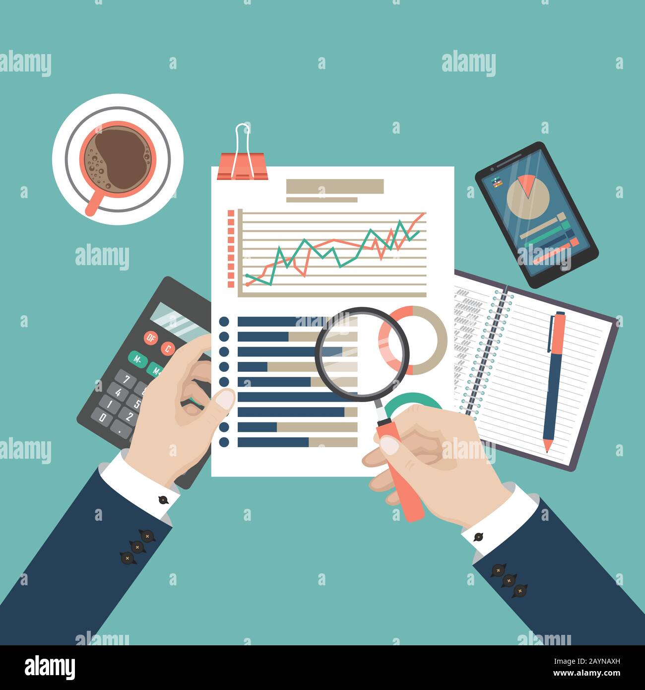 Auditing concept. Realistic design of accounting, research, calculating ...