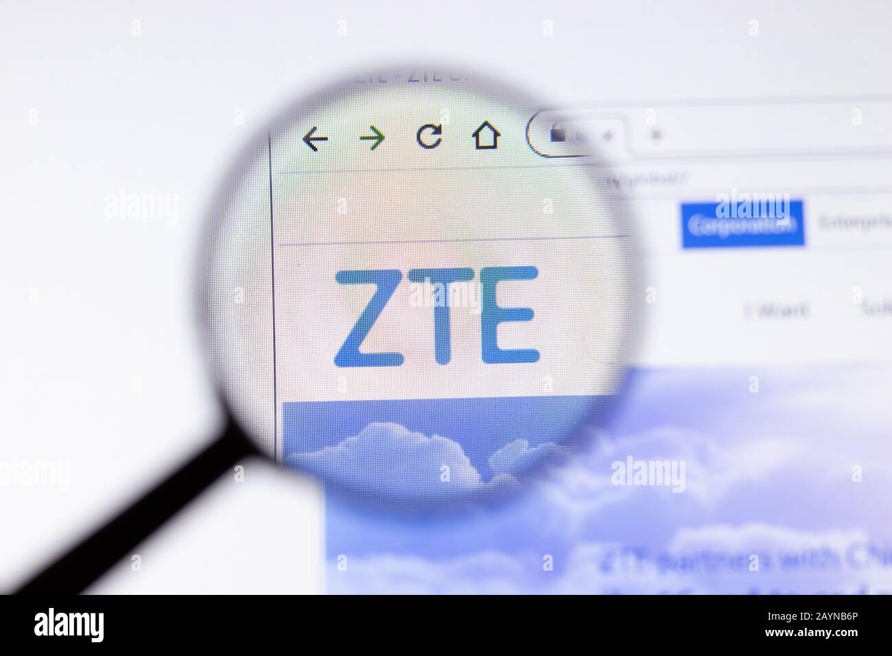 Saint-Petersburg, Russia - 18 February 2020: ZTE company website page ...