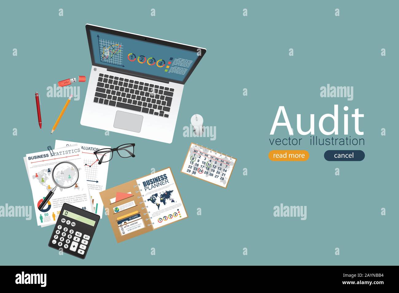 Auditing concept. Realistic design of accounting, research, calculating ...