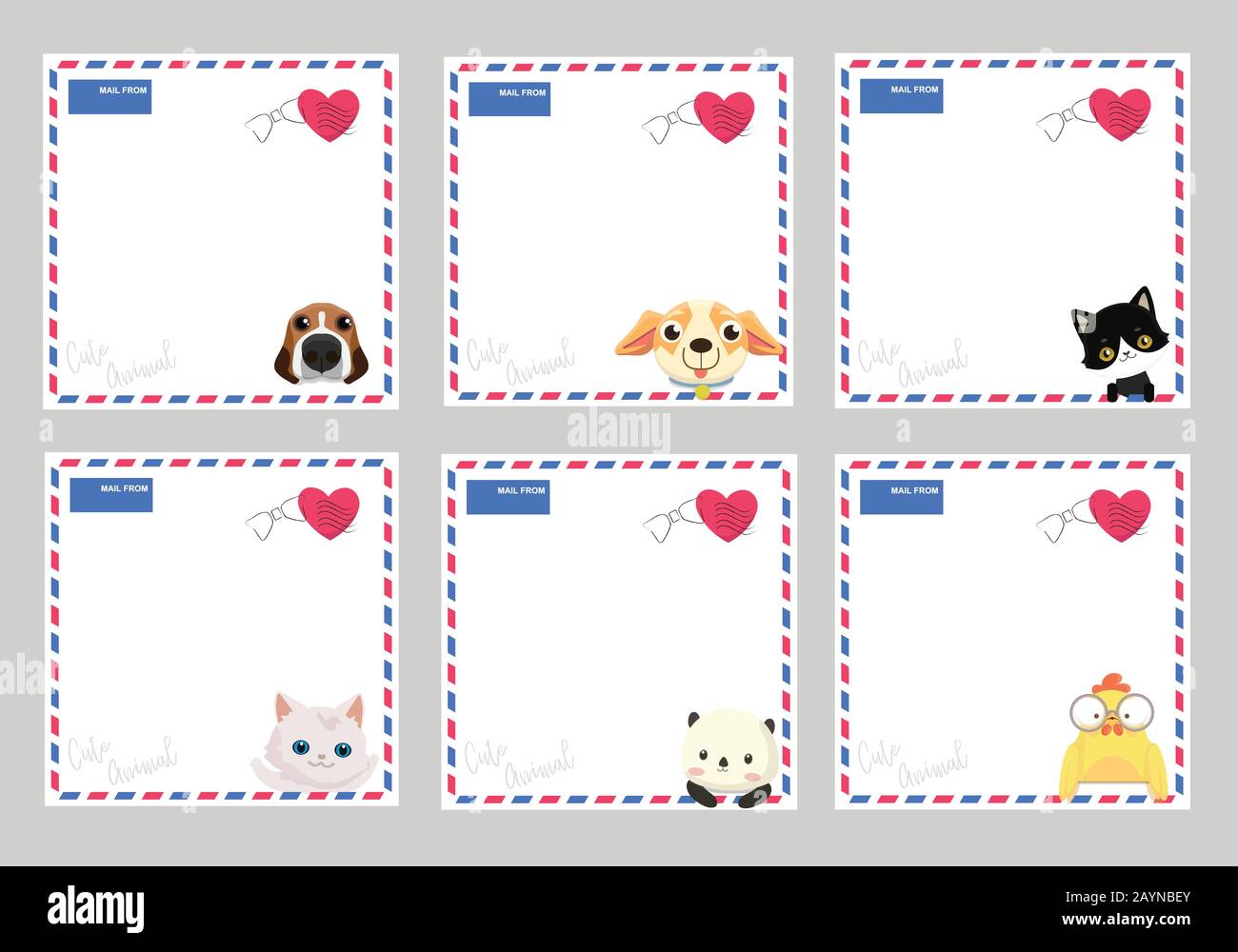 Set of design paper note with cute animal.Vector illustration template ...