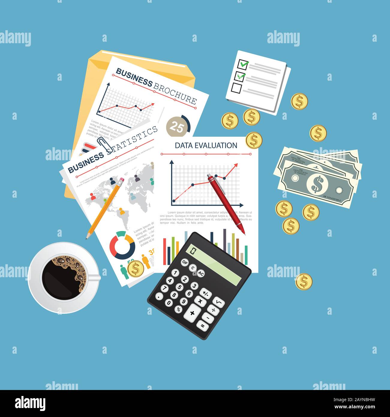 Auditing concept. Realistic design of accounting, research, calculating ...