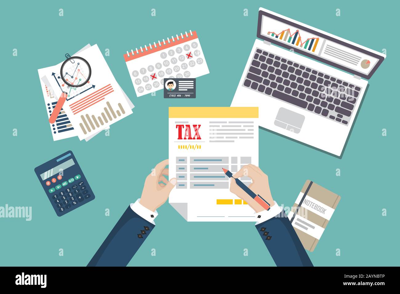Auditing concept. Realistic design of accounting, research, calculating ...
