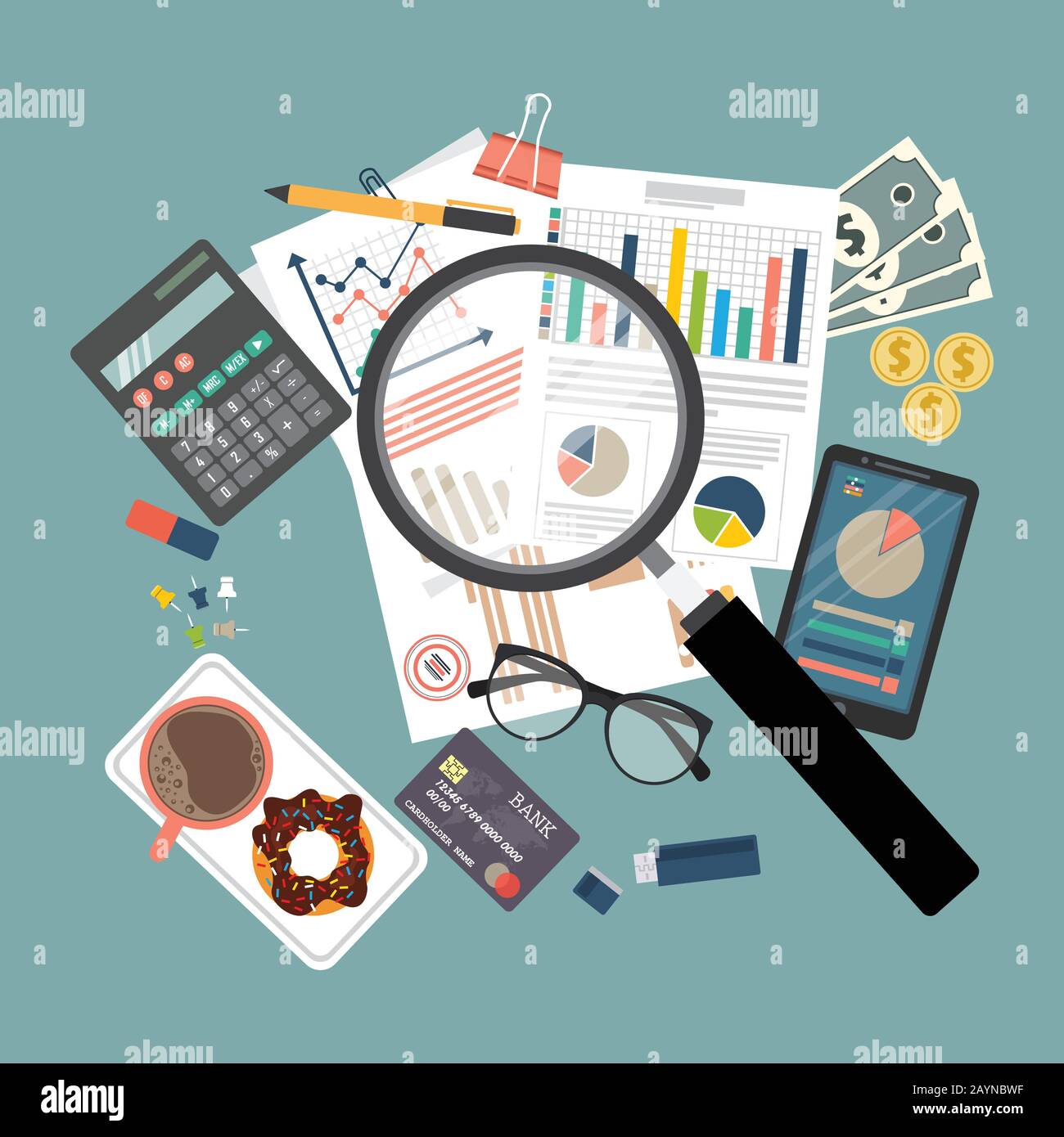 Auditing concept. Realistic design of accounting, research, calculating ...