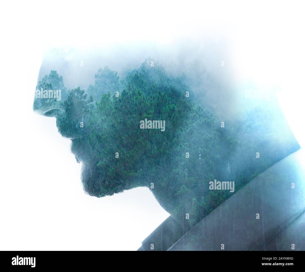 Surreal creative double exposure portrait Stock Photo - Alamy