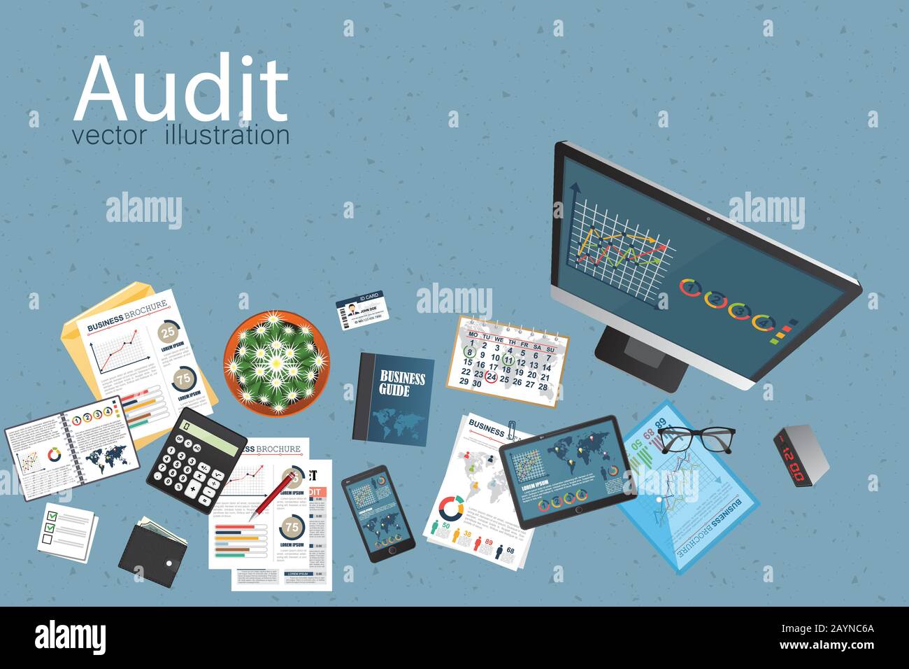 Auditing concept. Realistic design of accounting, research, calculating ...
