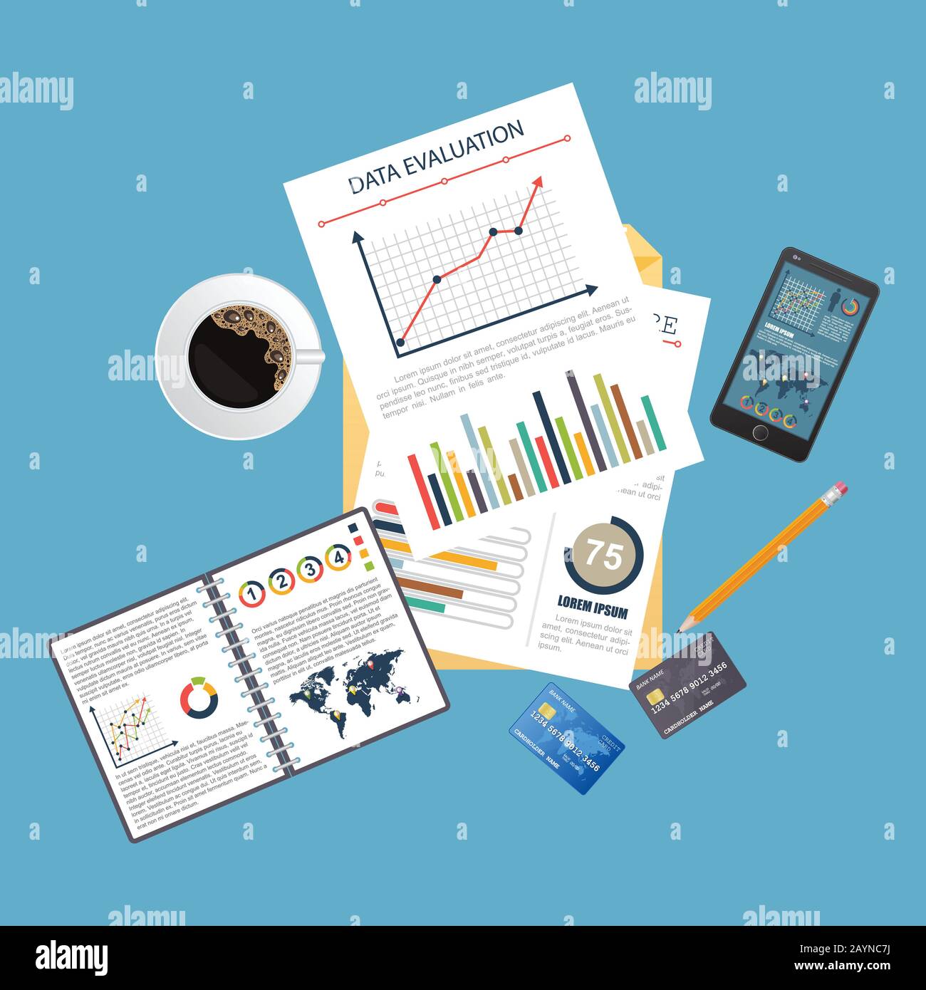 Auditing concept. Realistic design of accounting, research, calculating ...
